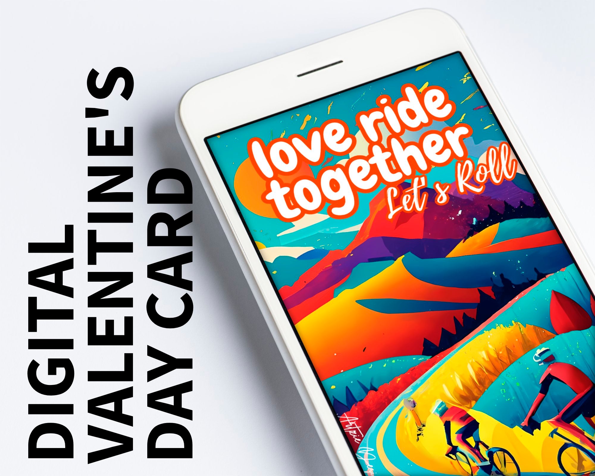 Valentine's Day Card with Cycling Couple – Artzie Designs